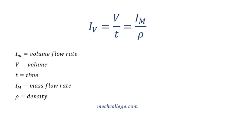 Relationship Between Volume Flow Rate and Mass Flow Rate - MechCollege